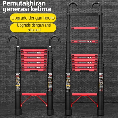 Tangga Teleskopik Baja Karbon 5.1m Tangga Lipat Teleskopik 5.1m HITAM ...